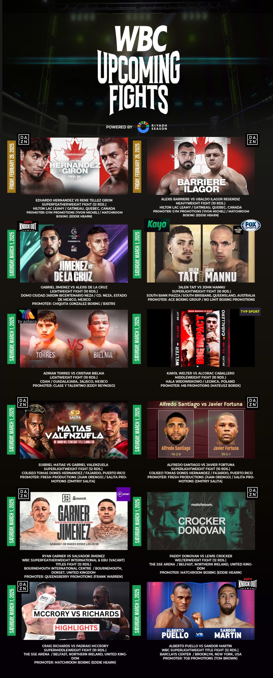 WBC Fight Schedule of the Week - World Boxing Council